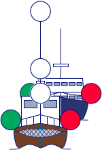 Lights and shapes for marine navigation.